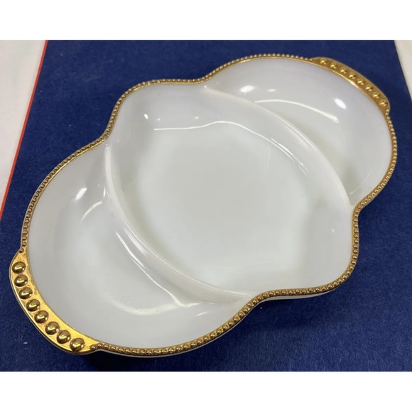 Fire King | Kitchen | Atomic Fire King W 22k Gold Beaded Rim Divided ...